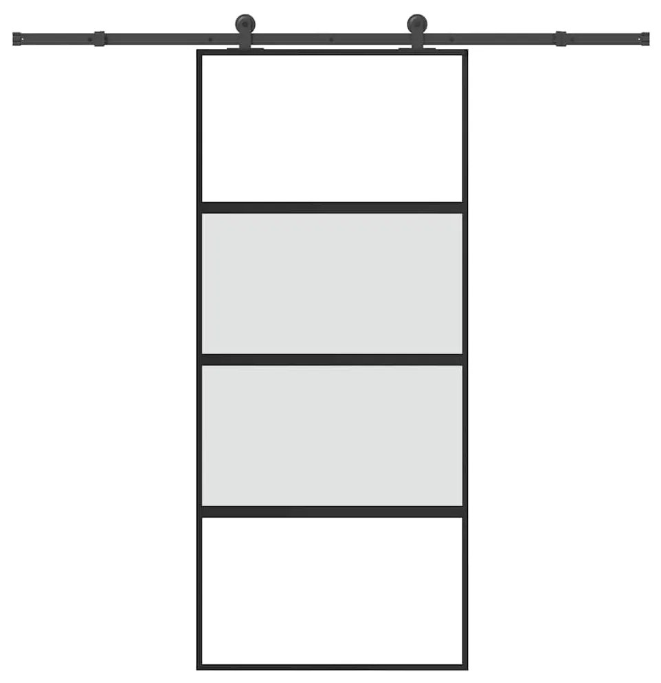 Posuvné dveře s kováním 90x205 cm tvrzeného sklo a hliník