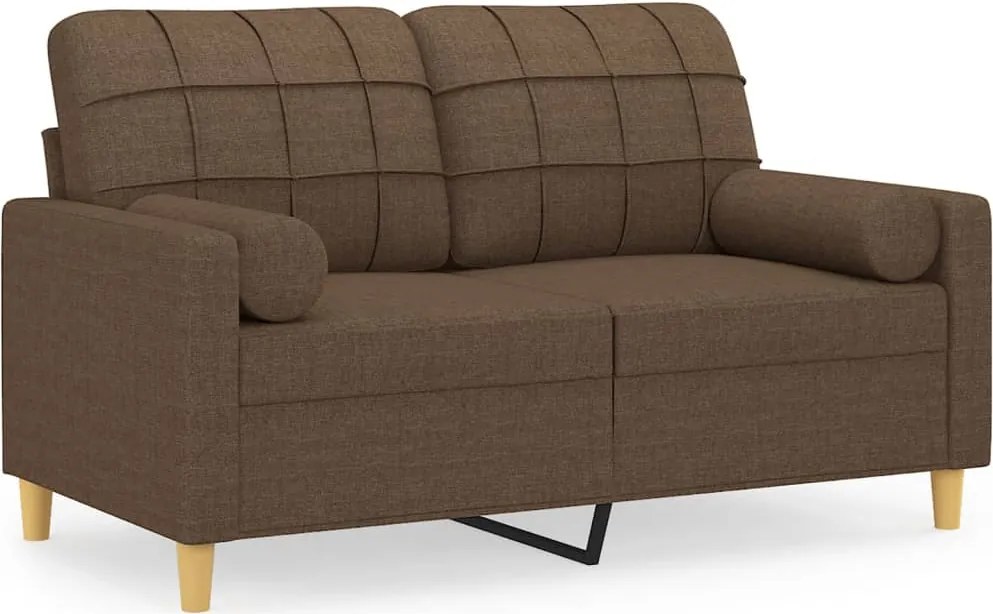 2místná pohovka s polštáři hnědá 120 cm textil 3200777