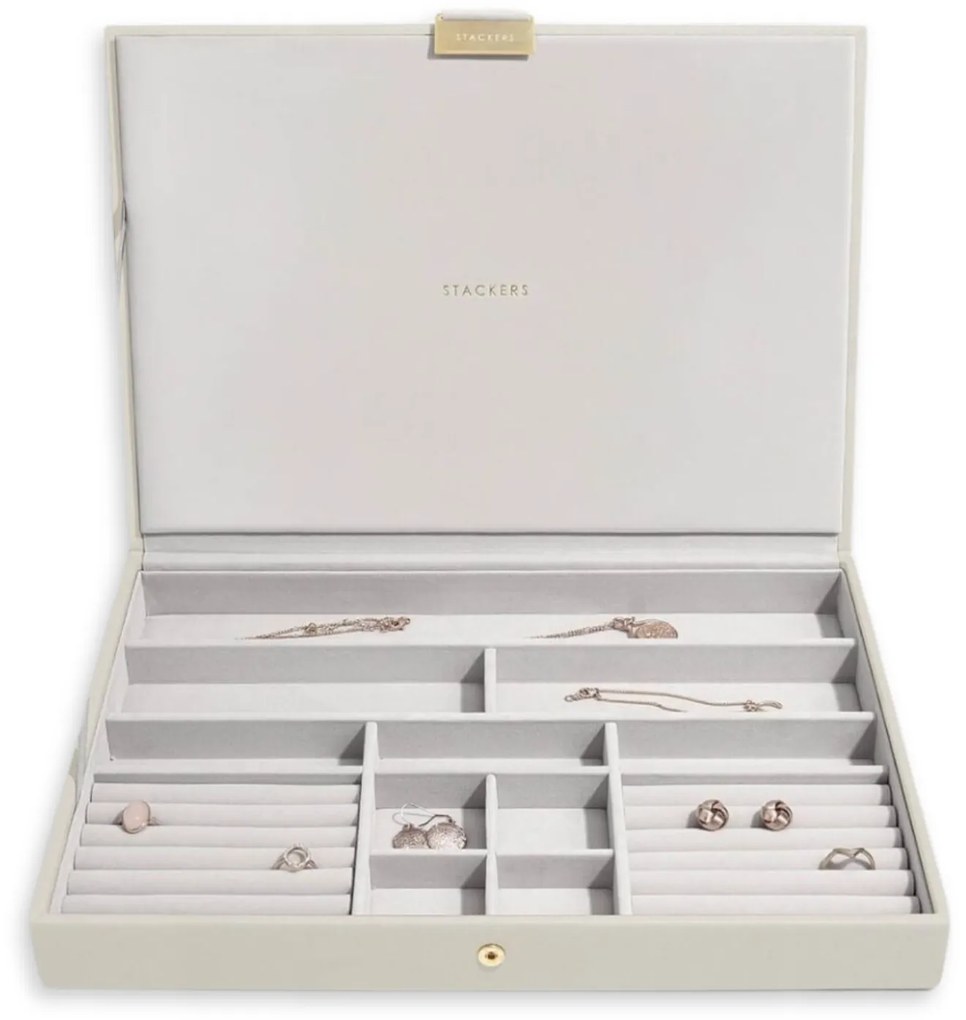 Stackers, Box na šperky Oatmeal Supersize Jewellery Box Lid | krémová 75619