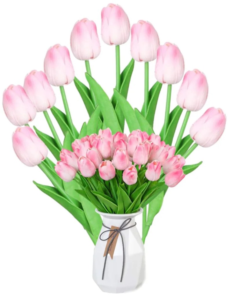 Camerazar Dekorativní kytice umělých tulipánů, růžová, 10 ks