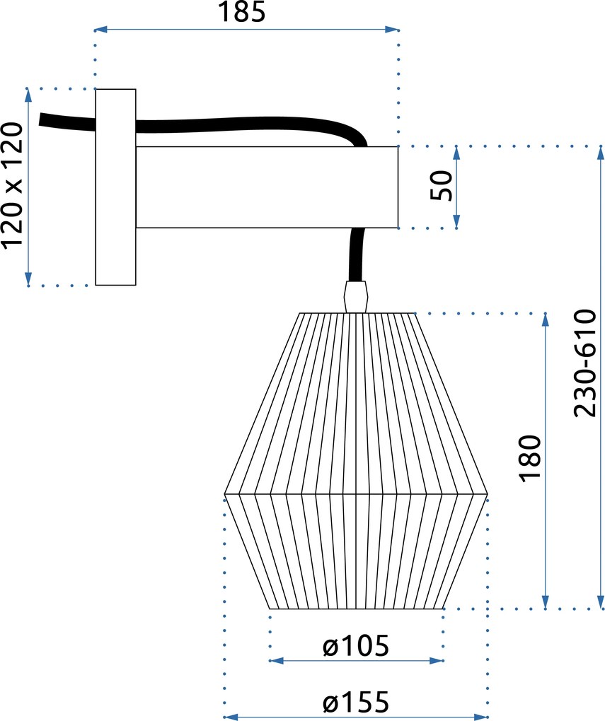 Toolight, Wood nástěnné svítidlo 1xE27 APP1149-1W, hnědá, OSW-01402