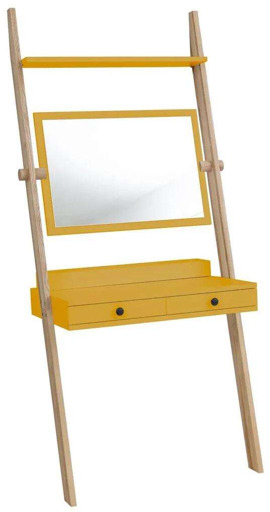 Ragaba Toaletní stolek se zrcadlem Hilding, 49x79x183 cm, okrově žlutá/přírodní