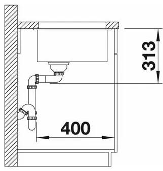 Blanco Subline 320-U Granitový dřez bez odkapu, 35x46cm, černá, spodní montáž, 525983