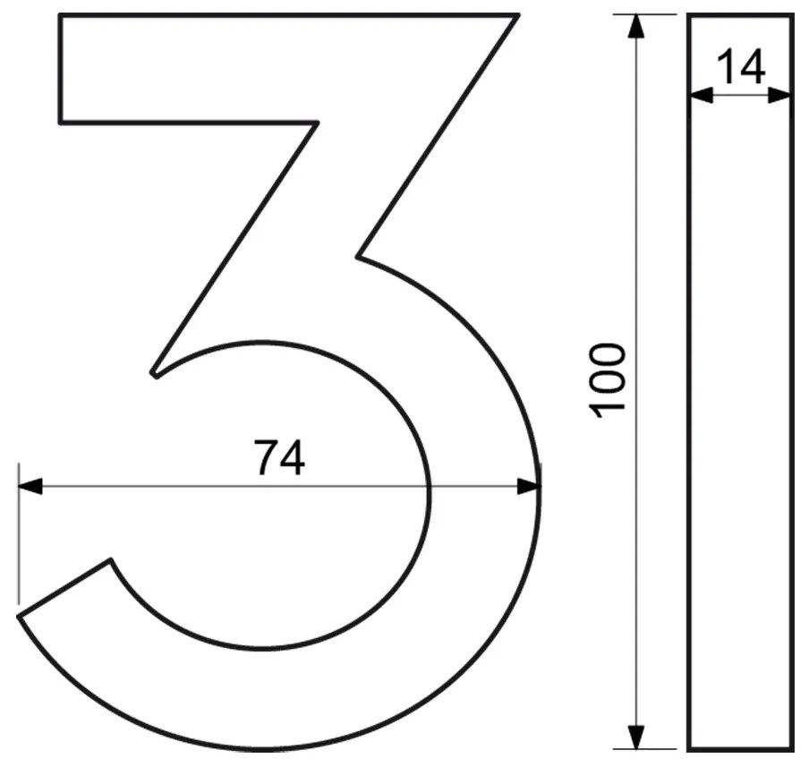 Richter Czech Hliníkové "3D" číslo antracit se strukturovaným povrchem (0 - 9) Varianta: 3