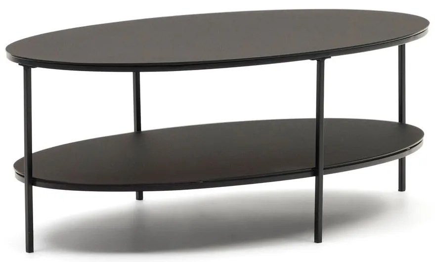 Černý konferenční stolek se skleněnou deskou 65x110 cm Fideia – Kave Home