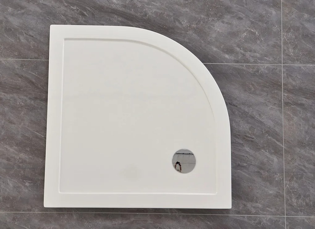 Erga Laos, čtvrtkruhová sprchová vanička 90x90x5cm, akrylát, bílá lesklá, ERG-V06-ACR-9090Q-WH-CR