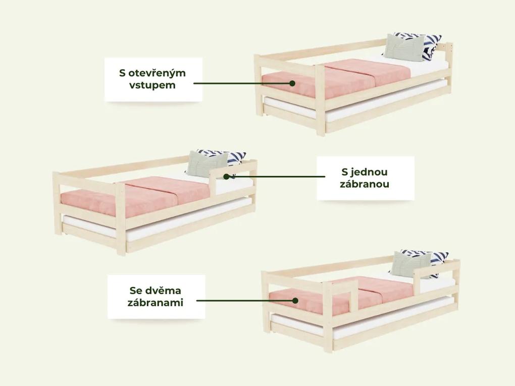 Benlemi Jednolůžková postel ze dřeva SAFE 5v1 se zábranou a úložným šuplíkem Zvolte barvu: Béžová, Zvolte rozměr: 80x190 cm, Zvolte zábranu: S jednou zábranou