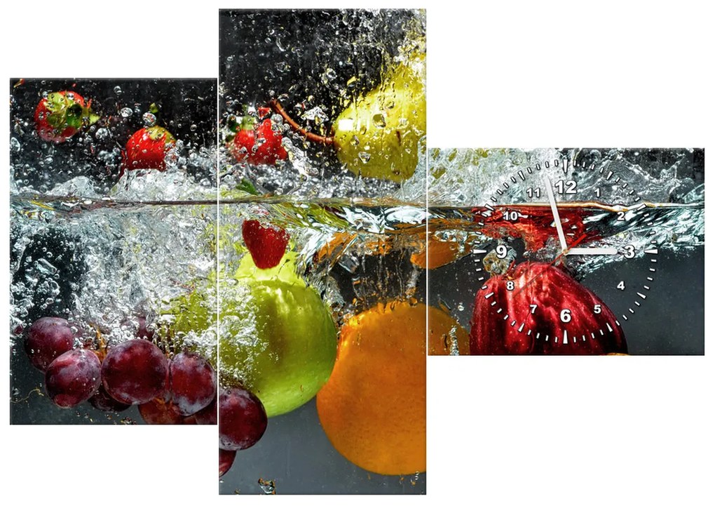 Gario Obraz s hodinami Sladké ovoce - 3 dílný Rozměry: 100 x 70 cm