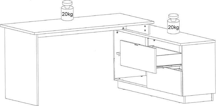 Psací stůl s komodou Veneto, dub canyon/bílá
