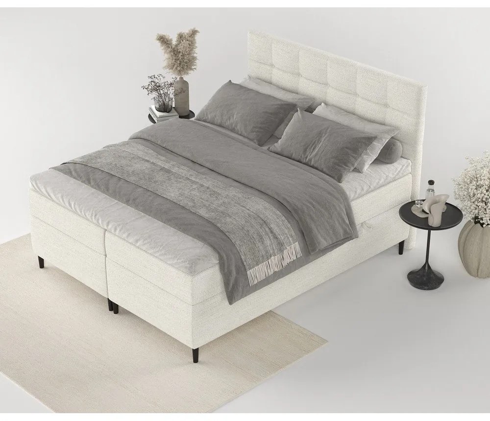 Krémová boxspring postel s úložným prostorem 200x200 cm Urbaneo – Maison de Rêve