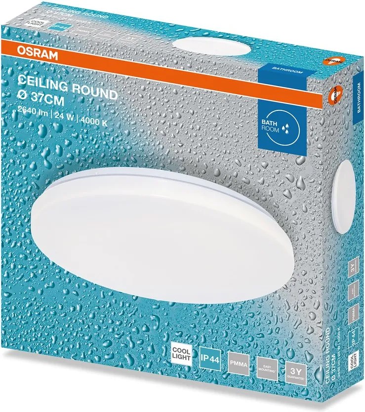 OSRAM OSRAM, Koupelnové stropní svítidlo, ø 325mm, OSRAM, 2640lm, 24W, 4000K, IP44, AC832790055