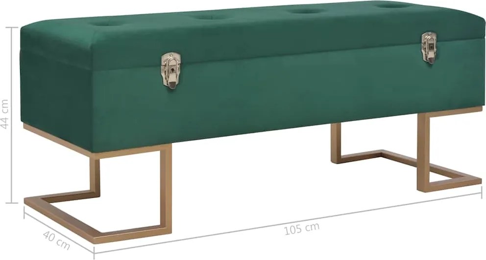 Lavice s úložným prostorem 105 cm zelená samet 247570
