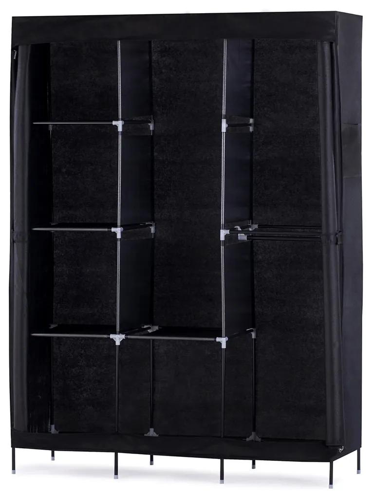 HOMEDE Šatní textilní skříň Tilly černá, velikost 170x130x45