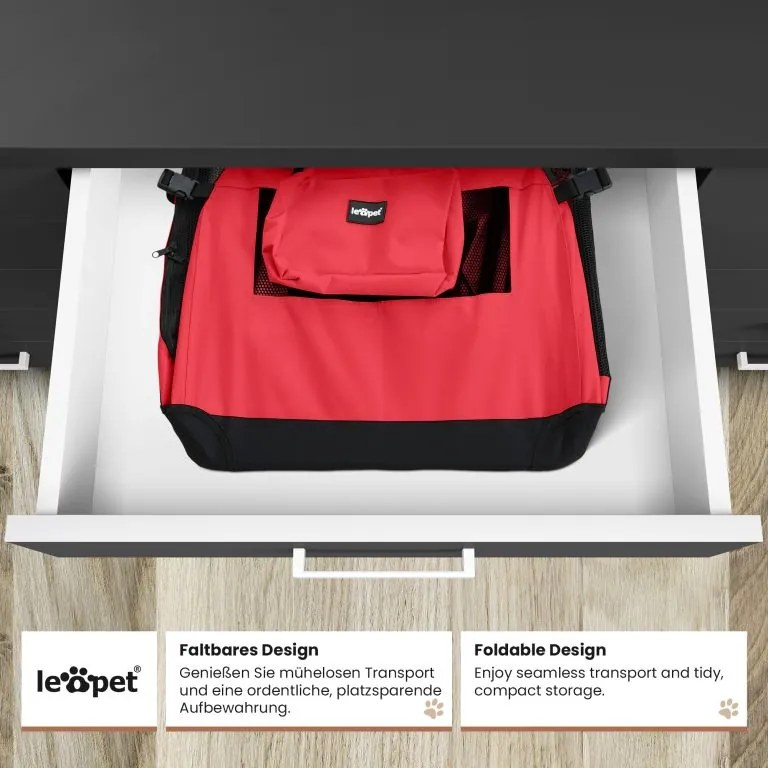 Leopet Přepravní box pro psy S, 49,5 x 34,5 x 35 cm, červený