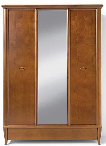Zrcadlová šatní skříň Celie 2, HDF,MDF, dřevotřísková deska dýhovaná + dřevěné lišty, třešeň orland, 156x215x61 cm