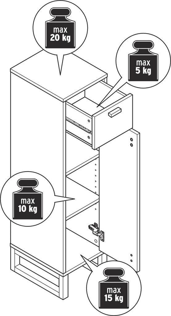 Tchibo - Odkládací koupelnová skříňka se zásuvkou a dvířky - barva: bílá