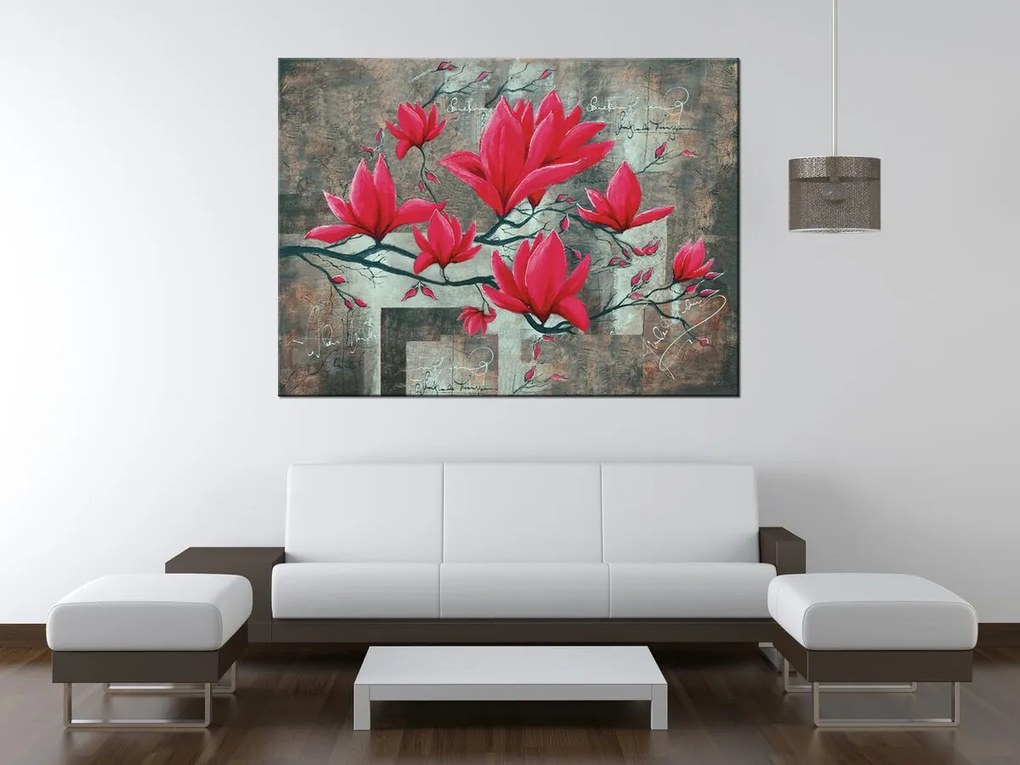 Gario Ručně malovaný obraz Magnolie na stěně Rozměry: 70 x 100 cm