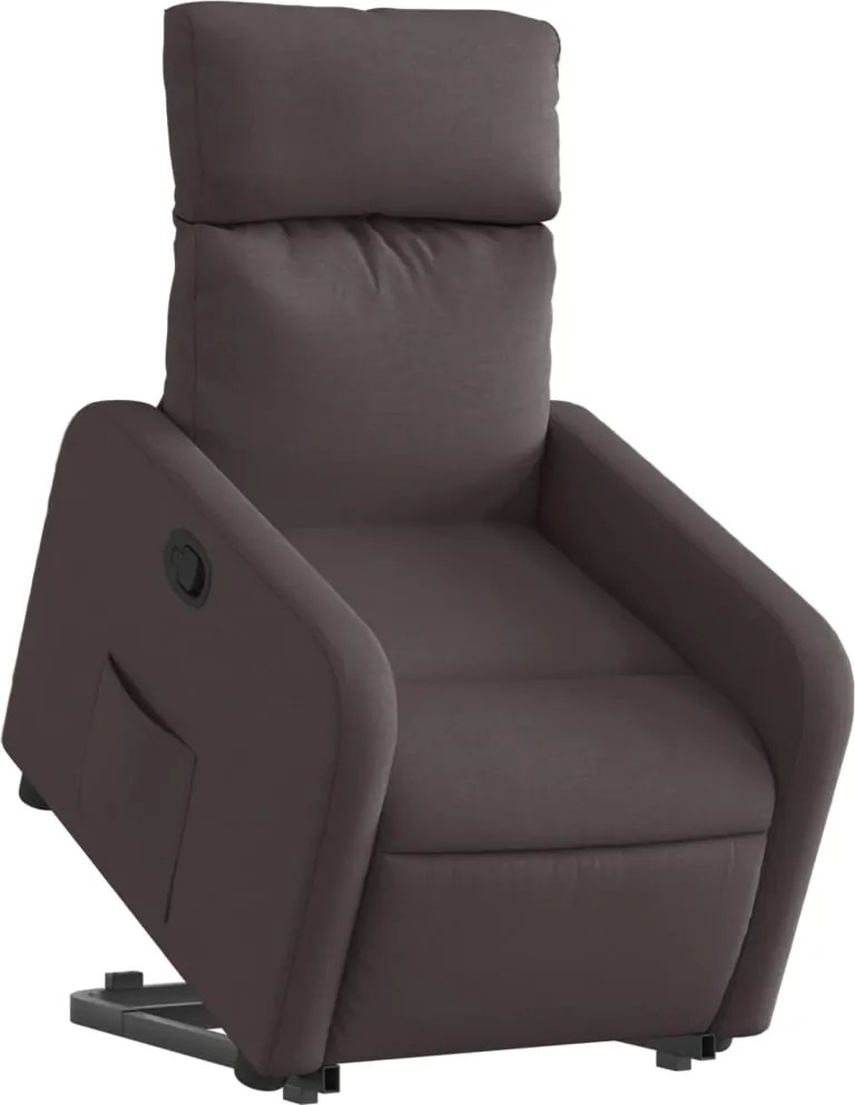 Zvedací polohovací křeslo tmavě hnědé textil 3206704