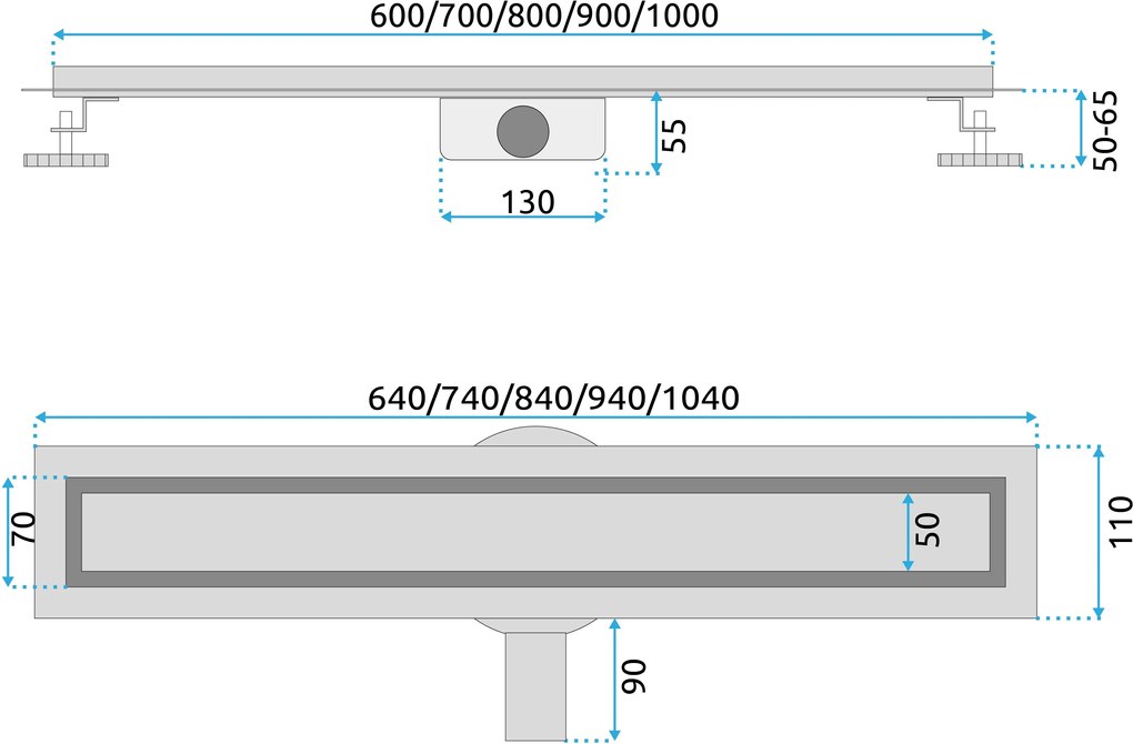 Rea Neox Pro, odtokový sprchový žlab 70cm, zlatá matná, REA-G2702