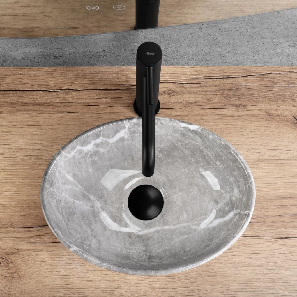 Rea Sofia Mini, umyvadlo na desku 350x260x125 mm, imitace kamene - šedá Grigio, REA-U9237