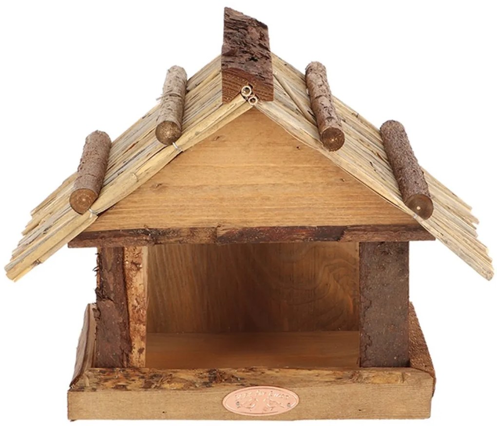Krmítko pro ptáky Wood, 22,5x27,5x17,5 cm, dřevo, hnědá