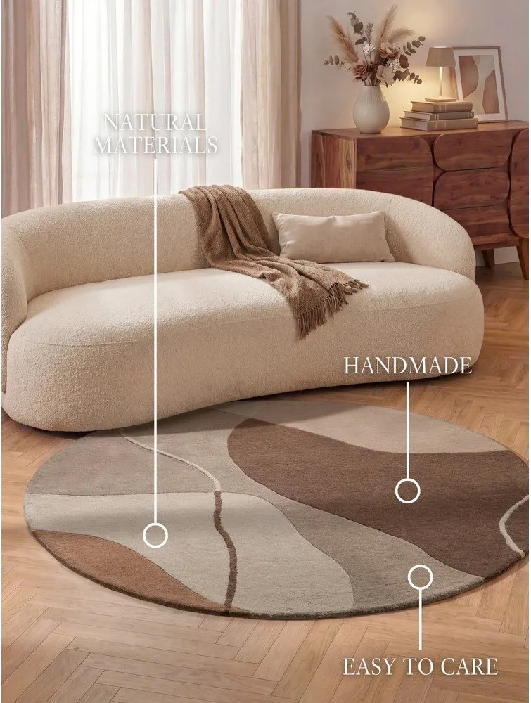 Hnědý vlněný kulatý koberec ø 200 cm Muse – Villeroy&Boch