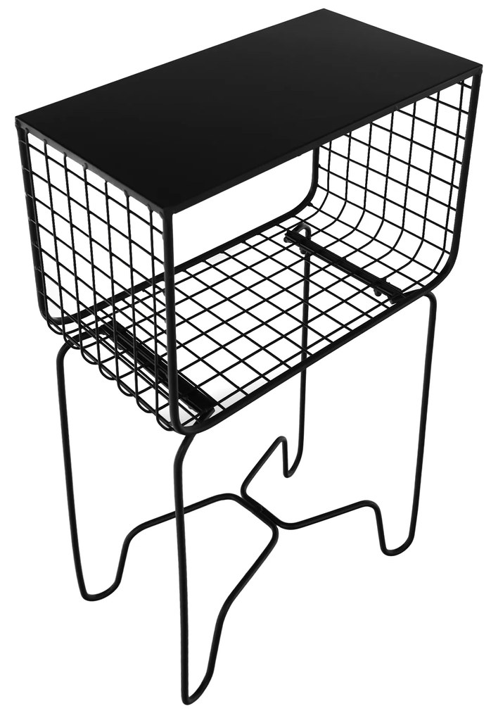 Kovový odkládací stolek, černá, LONIO