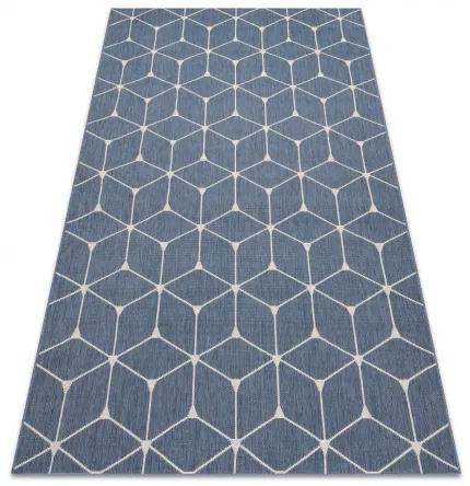 koberec FLAT 48721/591 SISAL 3d kostka modry velikost 200x290 cm | krásné koberce cz