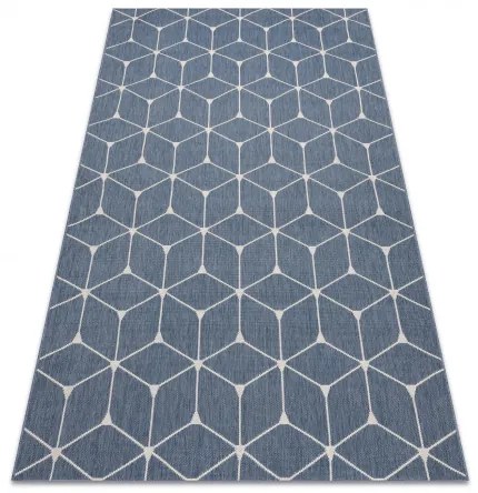 Koberec FLAT 48721/591 SISAL - 3d kostka modry