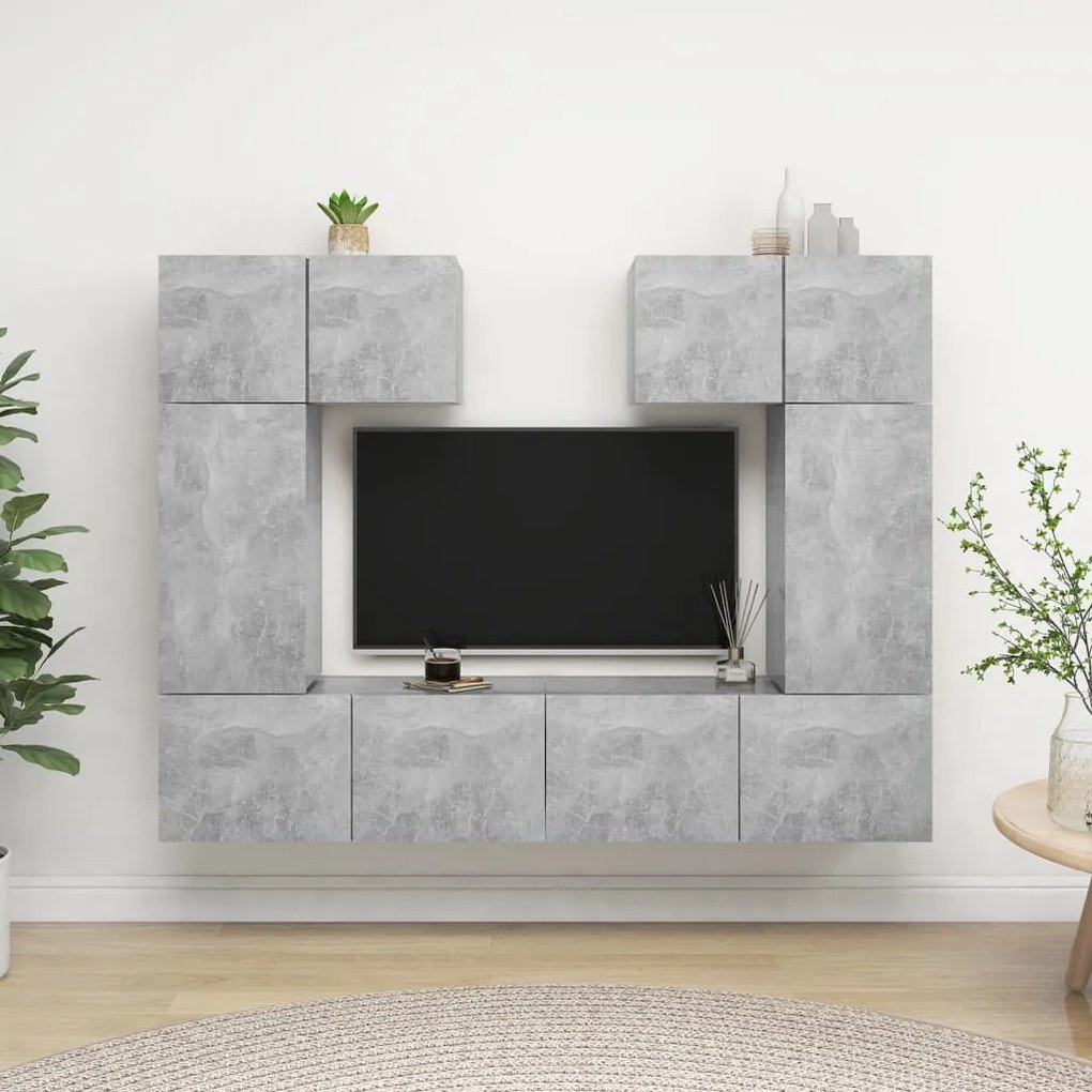 6dílný set TV skříněk betonově šedý dřevotříska 3079118