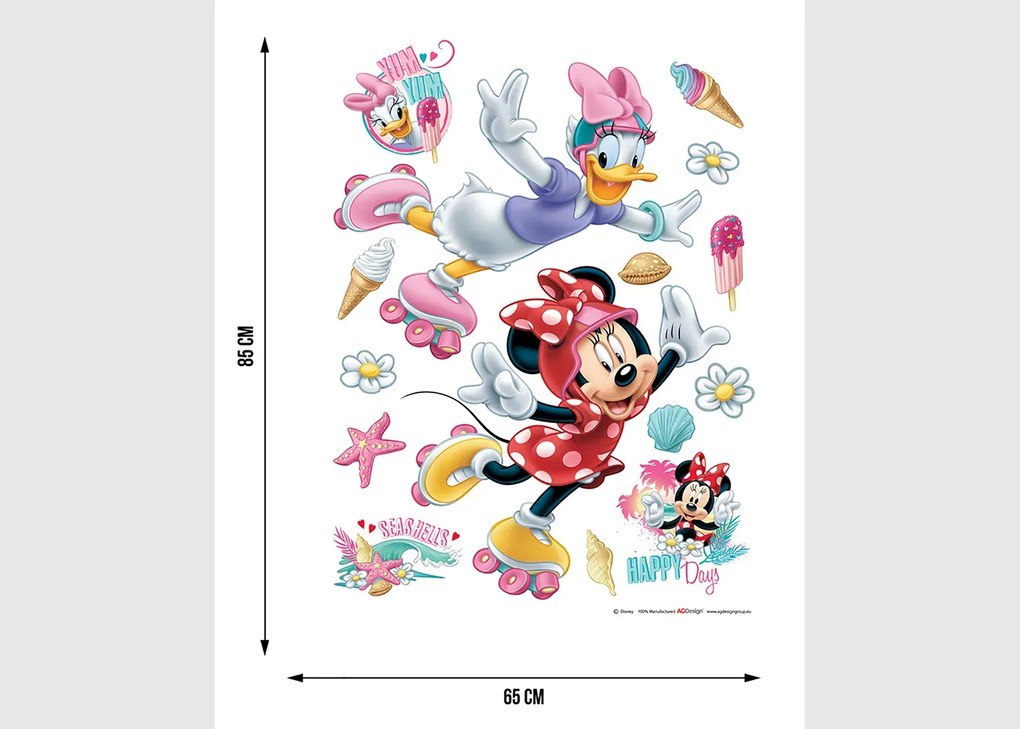 Dětská samolepka na zeď Disney Minnie a Daisy Bruslí | 65 x 85 cm | DDK1724