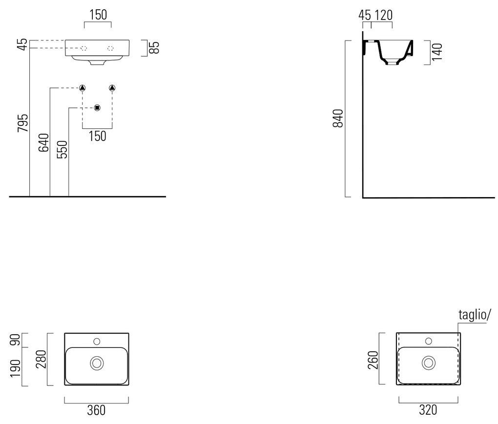 Sapho, NUBES keramické umyvadlo 36x28 cm, bílá ExtraGlaze