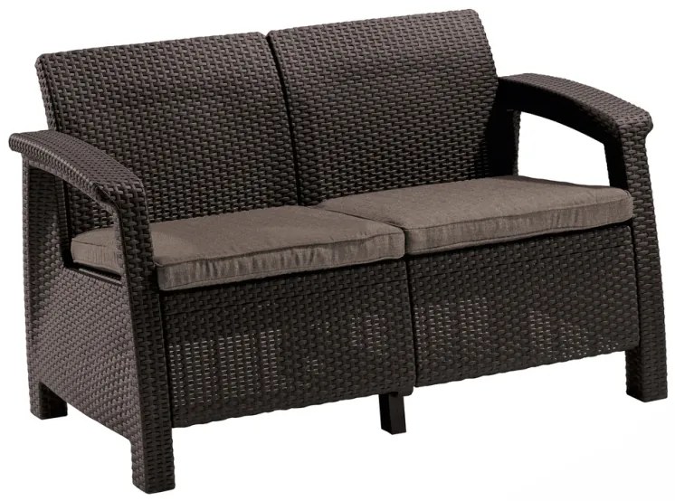 ROJAPLAST Zahradní pohovka - ALLIBERT CORFU LOVE SEAT, plastová Barva: hnědá