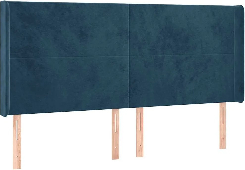 Box spring postel s matrací a LED tmavě modrá 160x200 cm samet 3139455