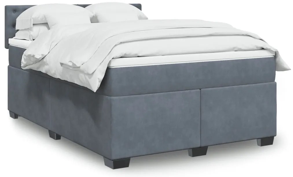 Box spring postel s matrací tmavě šedý 140 x 190 cm samet 3288619