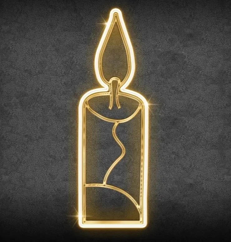 Easy fix 2D LED světelná svíčka, závěsná, 24,5 × 78 × 2 cm, teple bílá, zlatá, 3D tisk, IP67