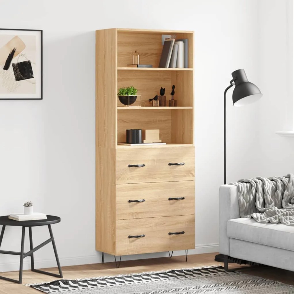 Skříň highboard dub sonoma 69,5 x 34 x 180 cm kompozitní dřevo 3189376