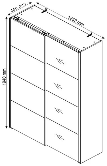 Šatní skříň Carlos 125/43 2D, bílá, 125 cm