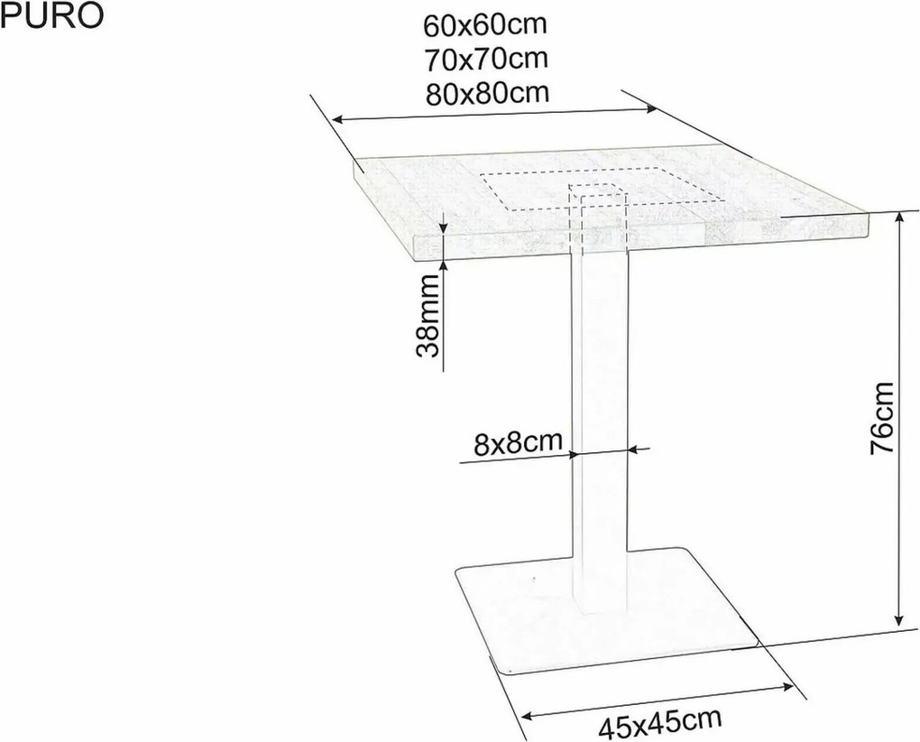 Jídelní stůl Puro 80 cm lamino dub přírodní/černý