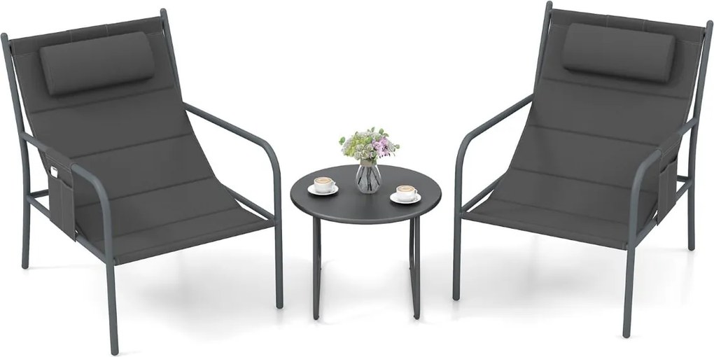 Costway Balkonový nábytek 3 kusy. Gartenmöbel Set mit 2 Stühlen a Tisch