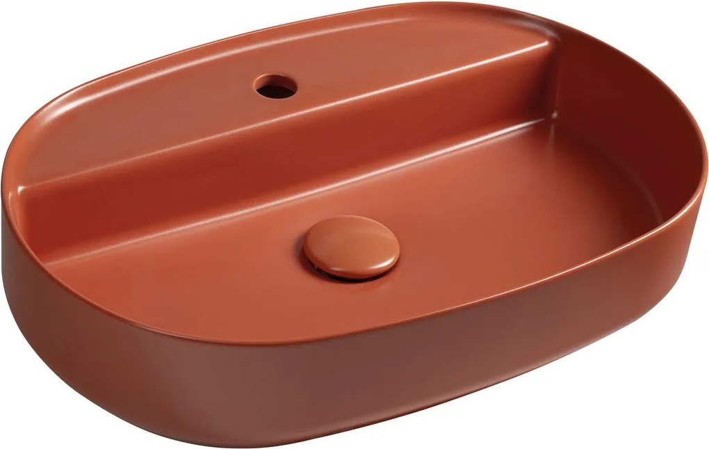 Isvea Isvea, INFINITY OVAL keramické umyvadlo na desku, 60x40cm, terracotta, 10NF65060-2U