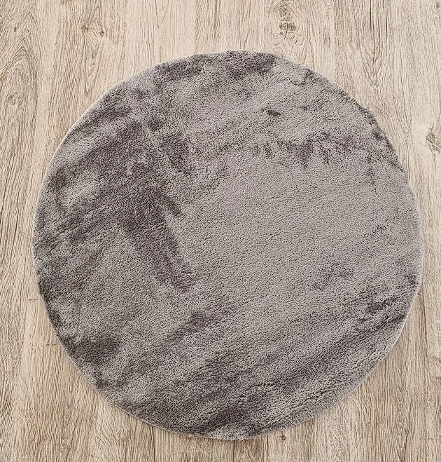 HU Kulatý šedý koberec Plush Deluxe Rozměr: 60x60 cm