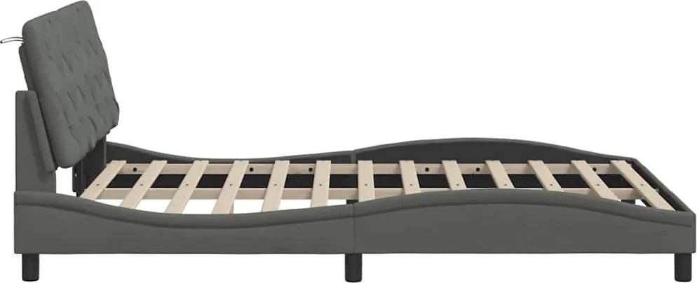 Rám postele s LED bez matrace Tmavě šedá 120x200 cm Látka 3310658
