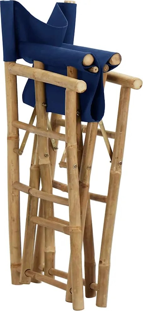 Skládací režisérská křesla 2 ks modrá bambus a textil 313030