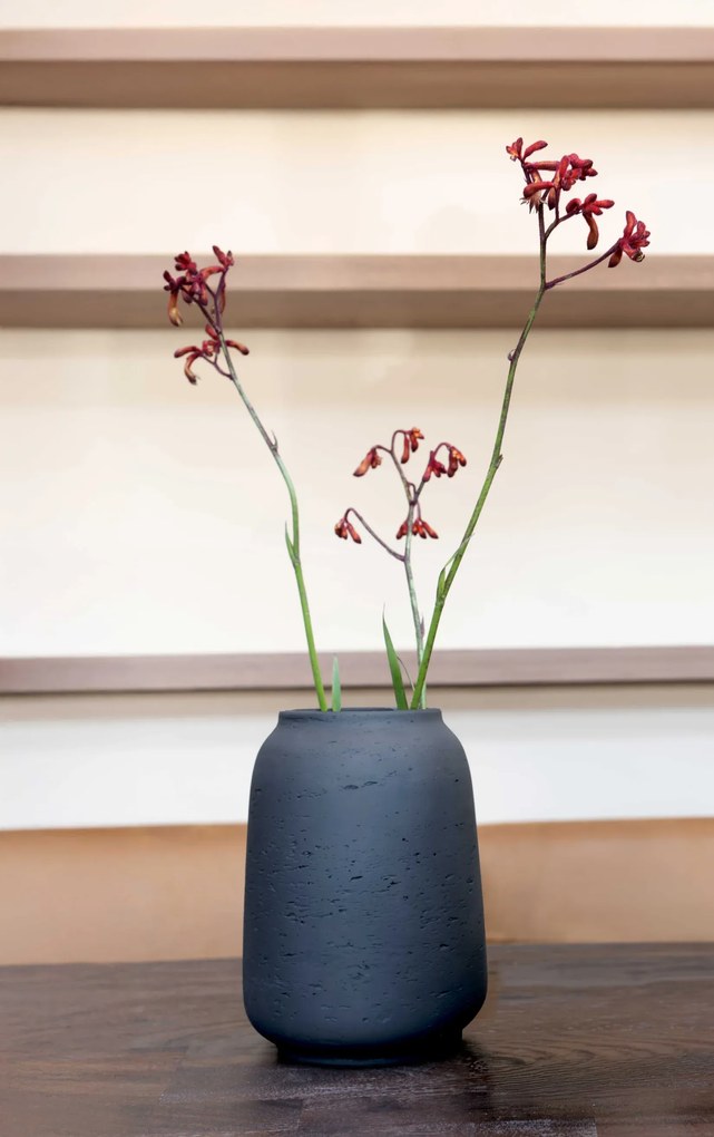 Stolní váza MONTI, sklolaminát, výška 28 cm, antracit