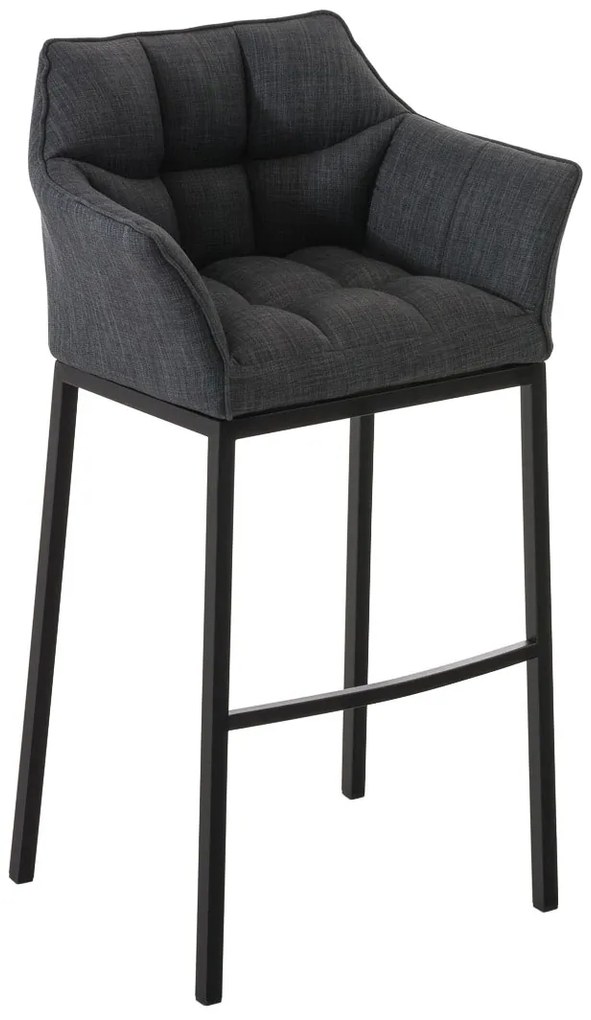 Barová židle Damas B4 ~ látka, černý rám - Tmavě šedá