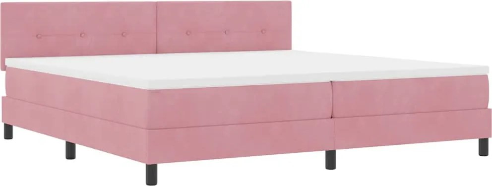Postel s boxspringem s čelo Růžová 200 x 200 cm samet 3339199