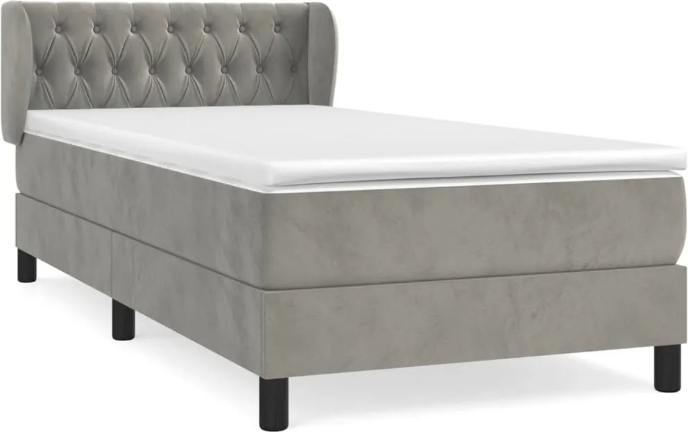 Box spring postel s matrací světle šedá 100x200 cm samet 3127655
