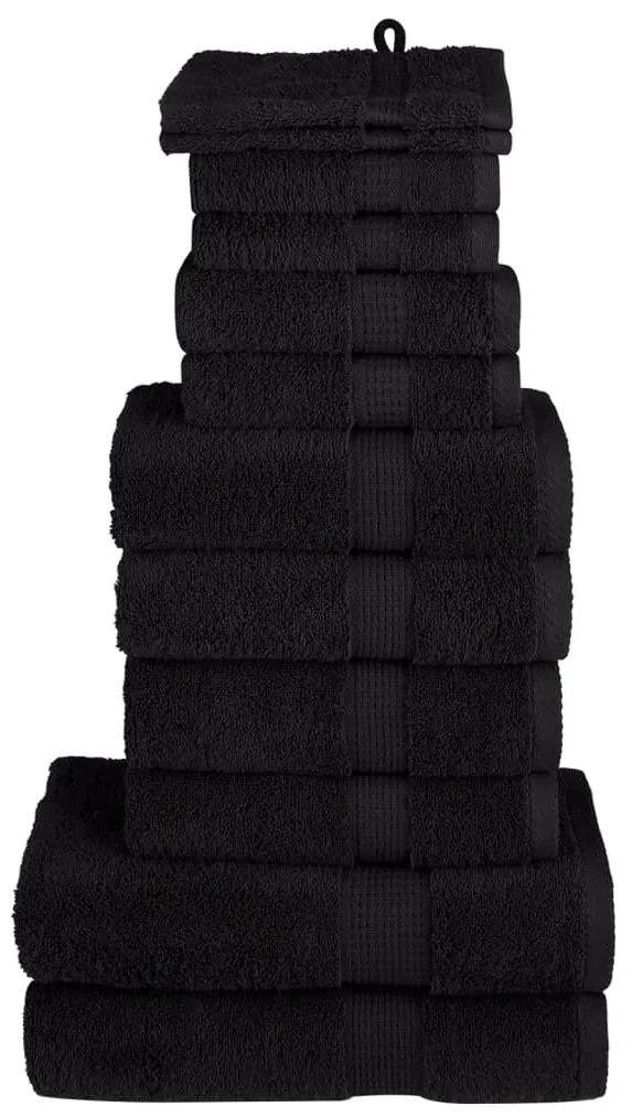 12dílná sada ručníků Premium SOLUND černá 600 g/m² 137582