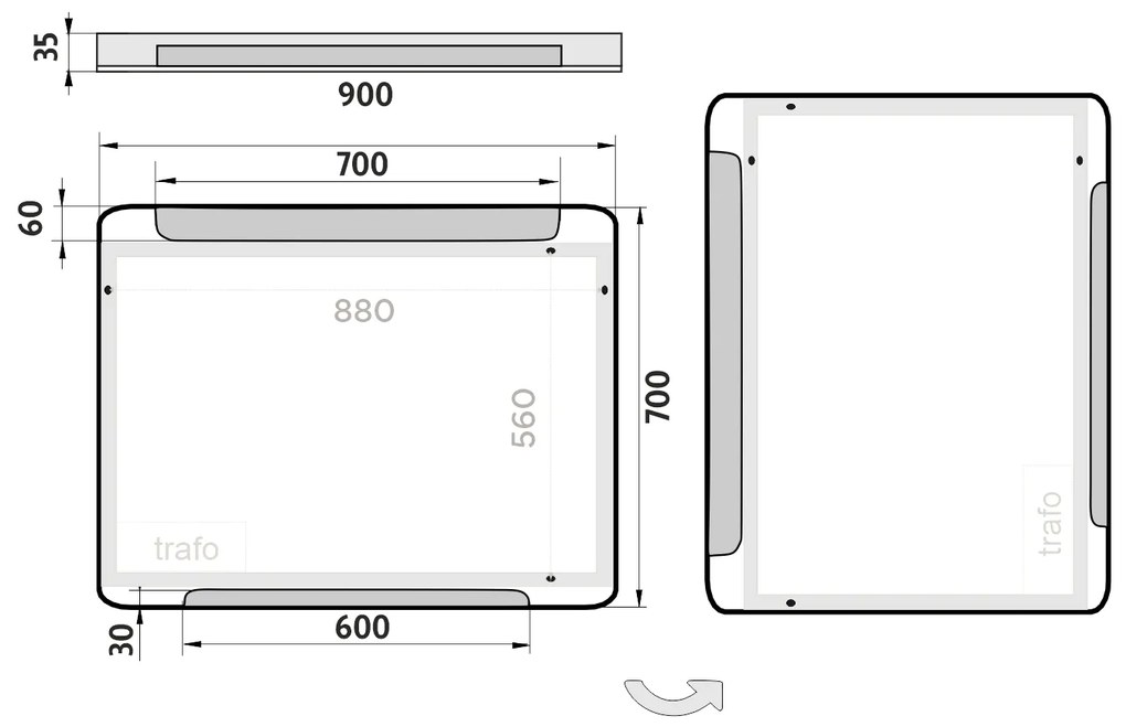 Nimco LED zrcadlo 900x700 ZP 22019